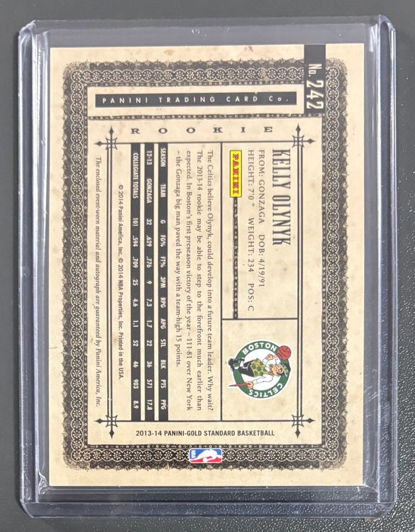 NBA Kelly Olynyk 2013 Gold Standard Rookie Patch Auto Card (Neu (gemäss ...