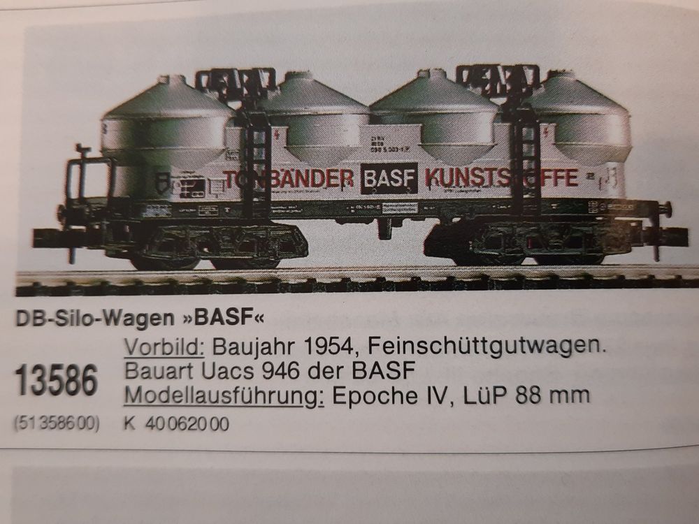 Minitrix 13586, Silowagen BASF DB, Spur N, inkl. OVP (Gebraucht) in ...