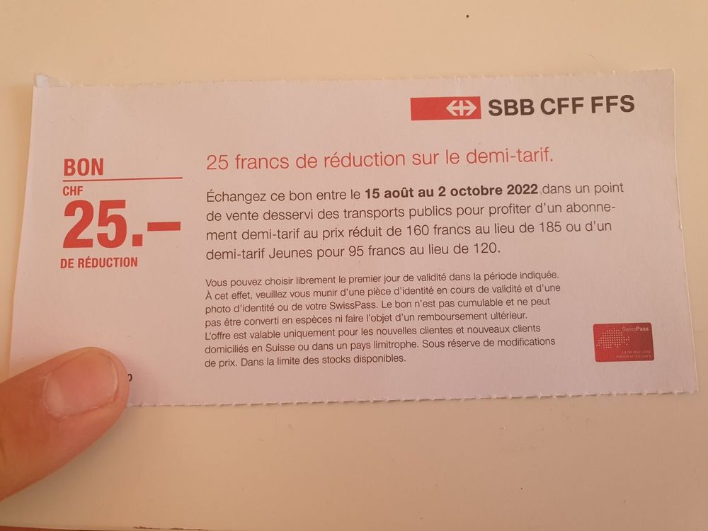 25.- rėduction sur le demi-tarif CFF (Neu und originalverpackt) in für ...