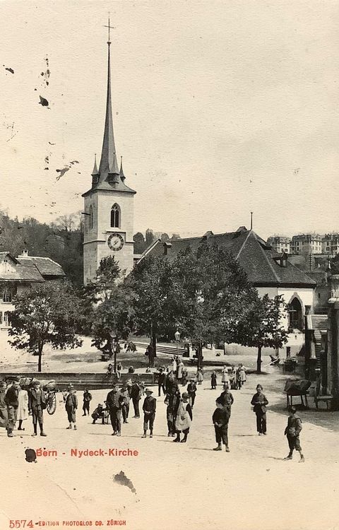 1907 - Antike AK - Nydeck Kirche Bern - belebt - Kinder (Gebraucht) in Root für CHF 2 – mit ...