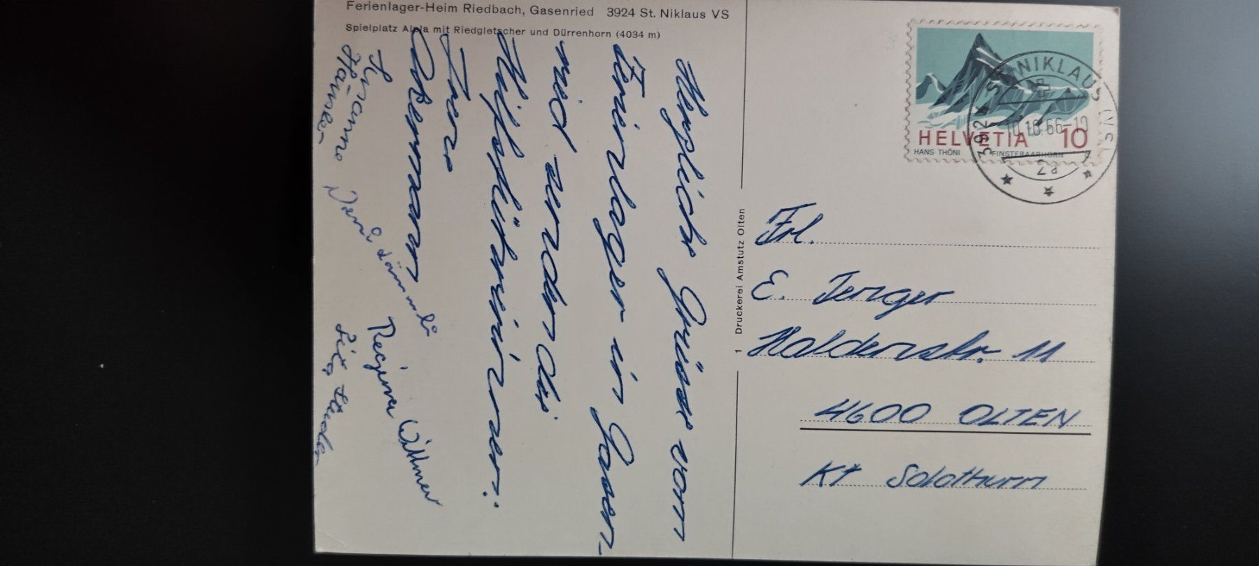 Ferienlager-Heim Riedbach Gasenried St. Niklaus dat. 1966 (Gebraucht ...
