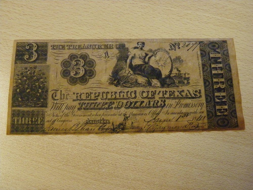 Republic of Texas 3 Dollars 1841 (Gebraucht) in Untersiggenthal für CHF ...
