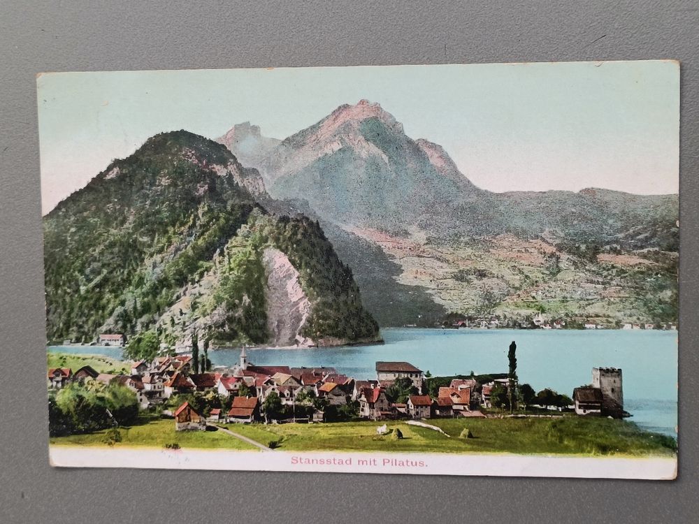 Alte PK / Stansstad mit Pilatus - gelaufen 1908 (Gebraucht) in Brugg AG für CHF 15 – mit ...
