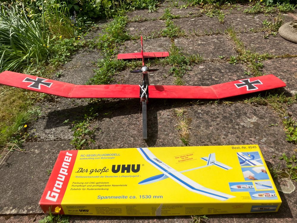 Graupner RC Modellflugzeug der grosse UHU mit Motor 4545 (Gebraucht) in ...