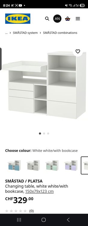 Ikea Smastad Changing Table with Bookcase, White (Gebraucht) in ...