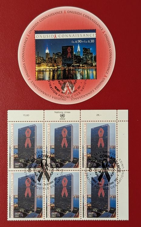 UNO GENEVE GENF AIDS ONUSIDA SONDERBLOCK & 6ER BLOCK 2002 ET (Neu ...