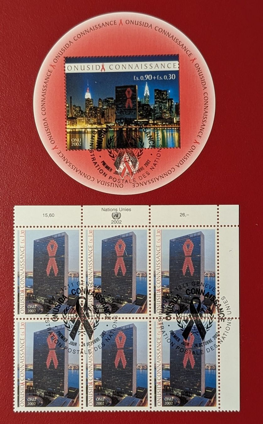 UNO GENEVE GENF AIDS ONUSIDA SONDERBLOCK & 6ER BLOCK 2002 ET (Neu ...