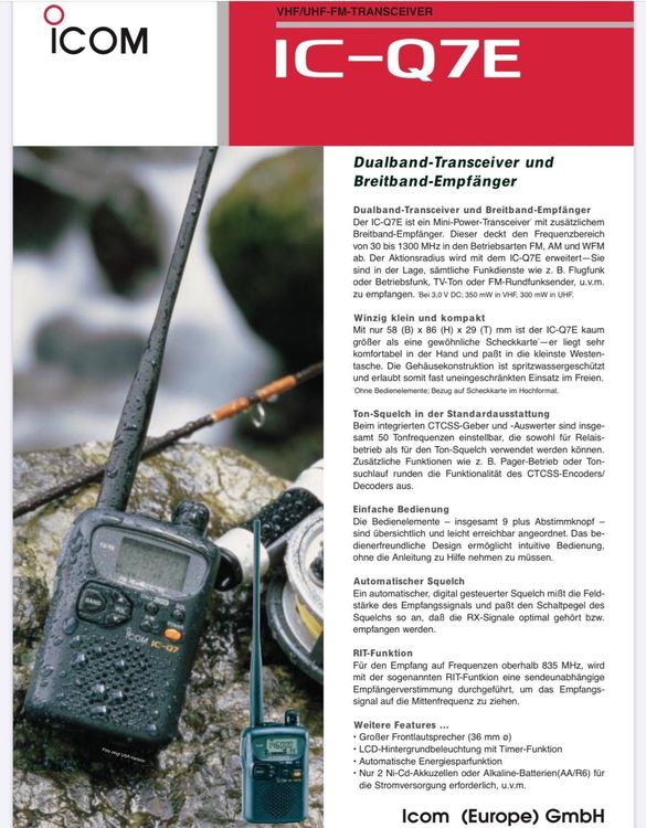 ICOM IC-Q7E Transceiver/Scanner (Gebraucht) in für CHF 113 – mit ...