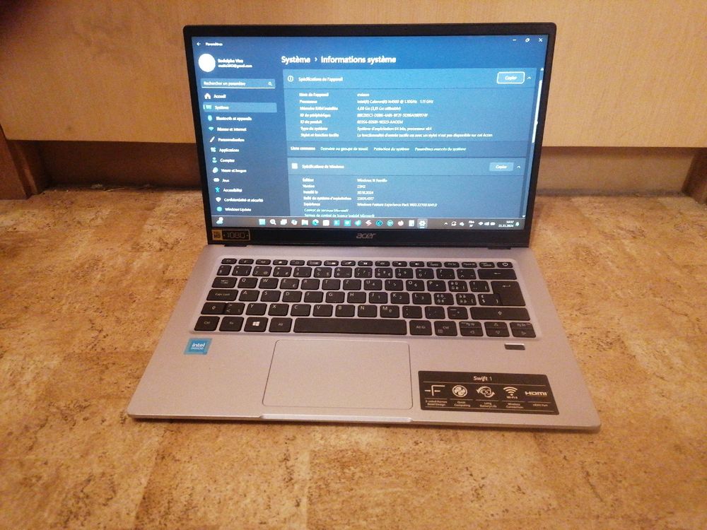 acer swift 1 n20h2 de 2021/12/22 (D'occasion) à Icogne pour CHF 110 ...