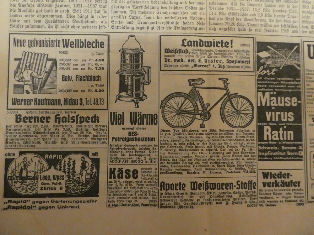 Schweizerische Allgemeine Volks-Zeitung Zofingen von 1938 (Gebraucht ...