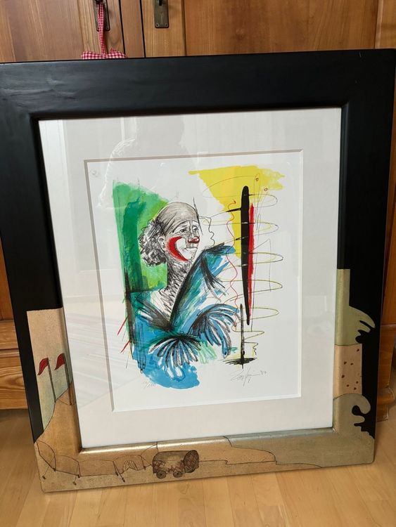 Original Lithographie Rolf Knie "Dummer August" handsigniert (Neu (gemäss Beschreibung)) in ...