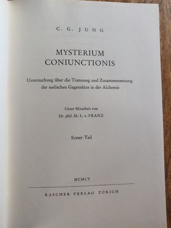 Carl Gustav Jung C. G. Mysterium Coniunctionis Alchemie 1955 (Gebraucht) in Le Locle für CHF 80 ...