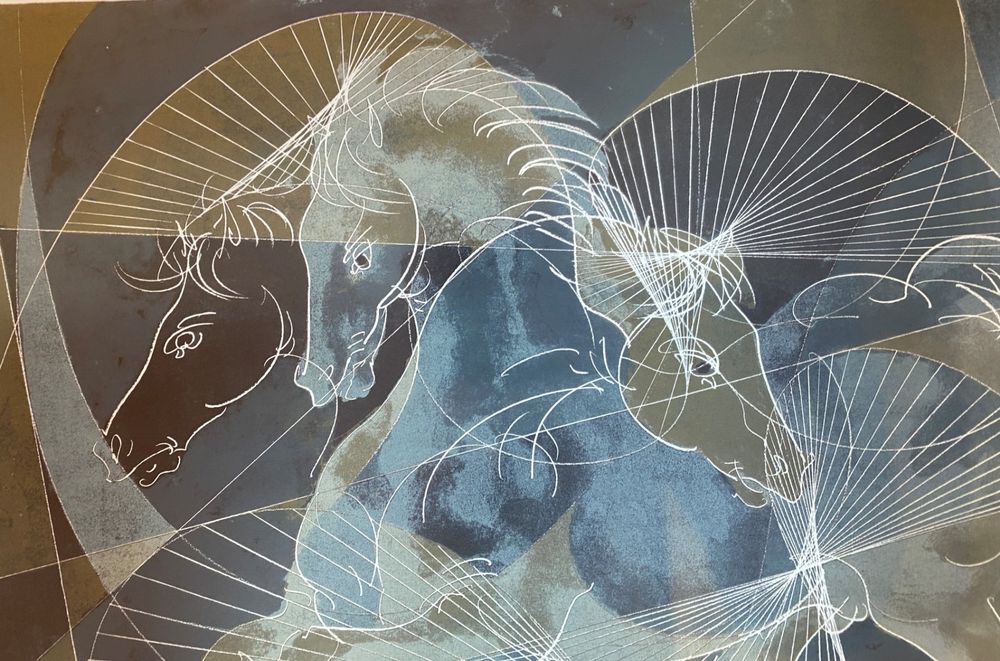 Hans Erni Lithografie «3 Pferde in Blau» (Gebraucht) in Brütten für CHF 450 – nur Abholung auf ...