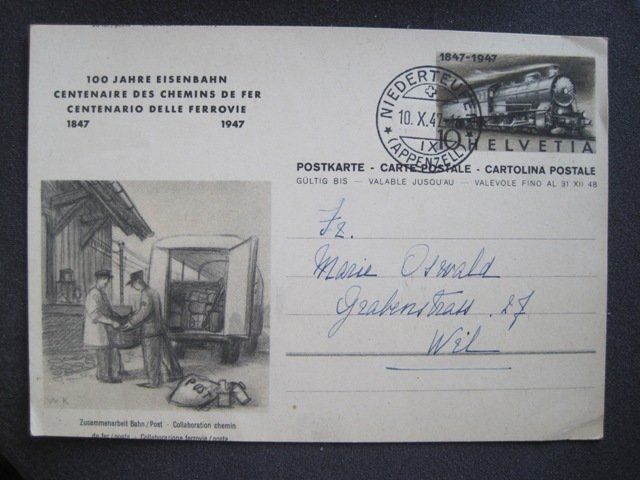 POSTKARTE: 100 Jahre EISENBAHN, 10.10.47 | Kaufen auf Ricardo