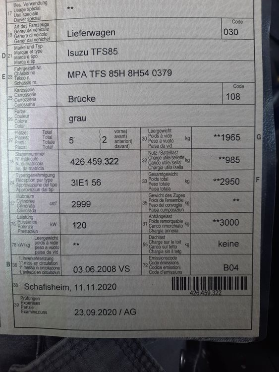 Isuzu TFS85 D-Max | Kaufen auf Ricardo