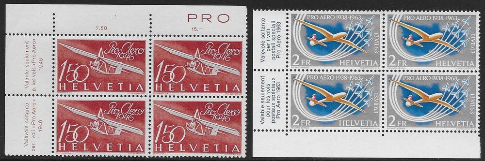 F41 und F46 ** Pro AERO Eckrand-VIERERBLOCK selten ab 1.- !! (Neu ...