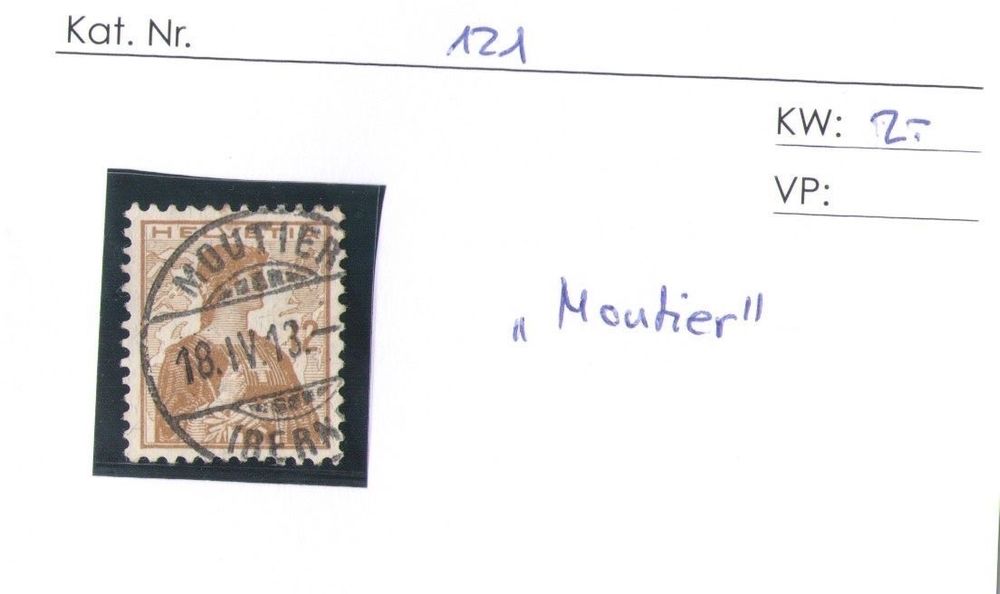 Zst. Nr. 121 - Vollstempel "Moutier" (Gebraucht) in Rombach für CHF 2 – mit Lieferung auf ...