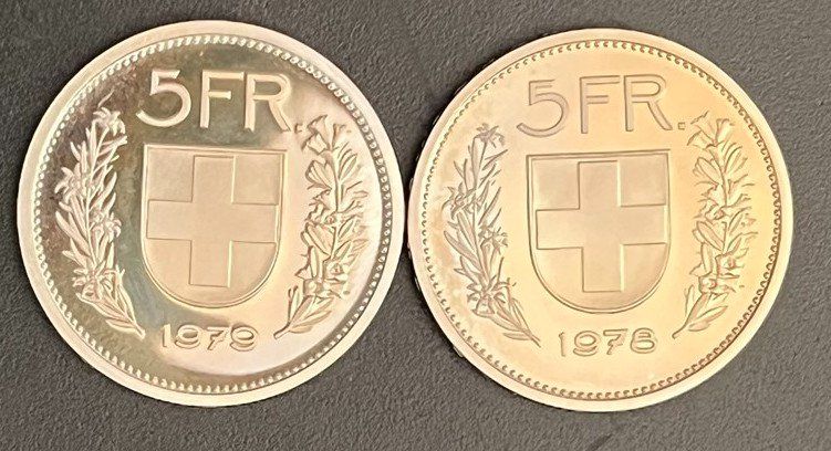 2x5 FRANKEN POLIERTE PLATTE/FLAN BRUNI 1979, 1978 (Neuf (Voir ...