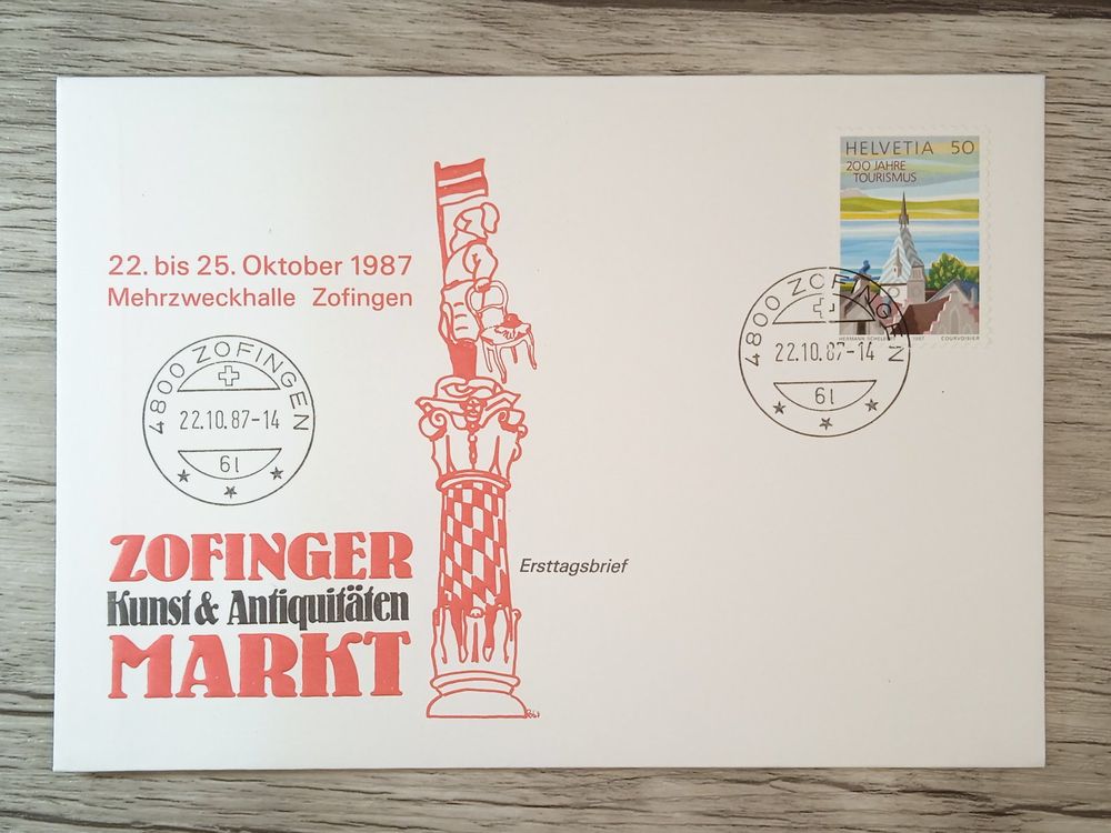 TR51 Enveloppe + Timbre Suisse 1987 (Gebraucht) in Cousset für CHF 0.6 – mit Lieferung auf ...