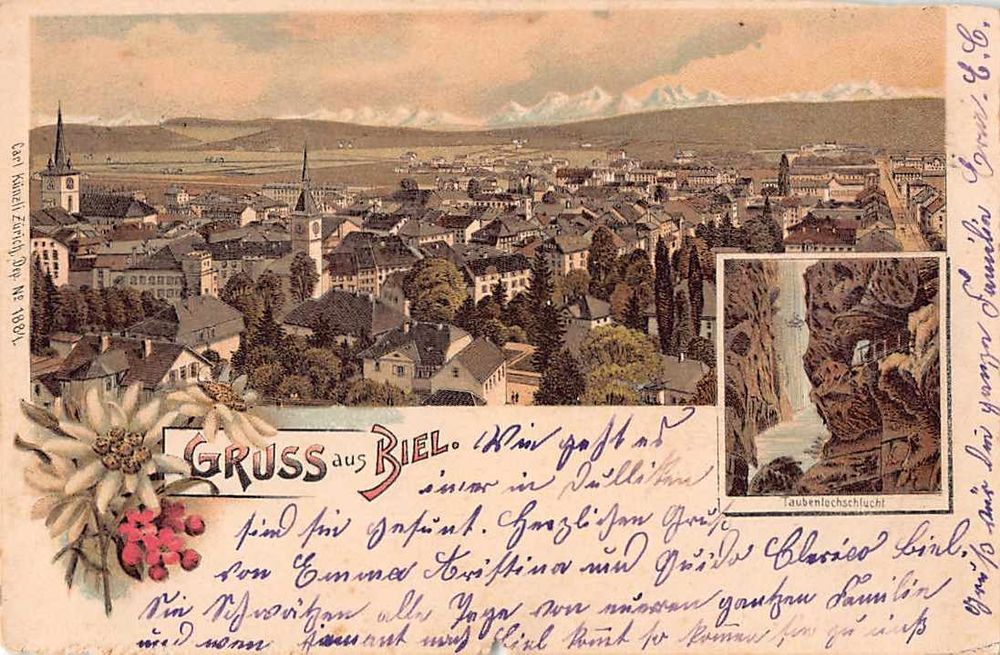 GRUSS aus BIEL - Lithographie 1899 | Kaufen auf Ricardo