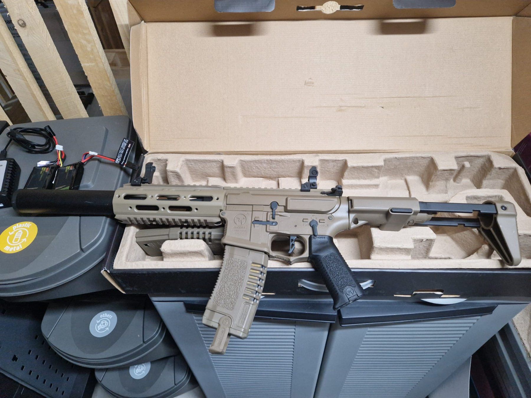 AIRSOFT AEG Ares Amoeba AM-014 EFCS AEG - Dark Earth (Gebraucht) in ...