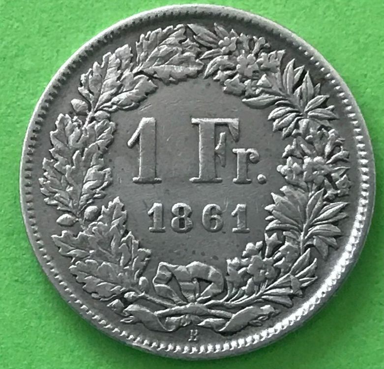 Schweizer Silber 1 Franken-Münze sitzende Helvetia von 1861 | Kaufen auf Ricardo