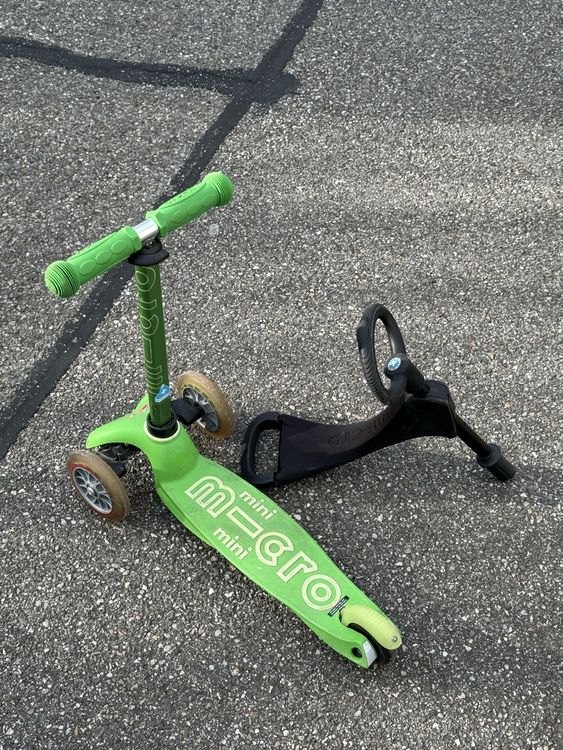 Micro mini Scooter grün mit 2 Lenkern und Sitz | Kaufen auf Ricardo