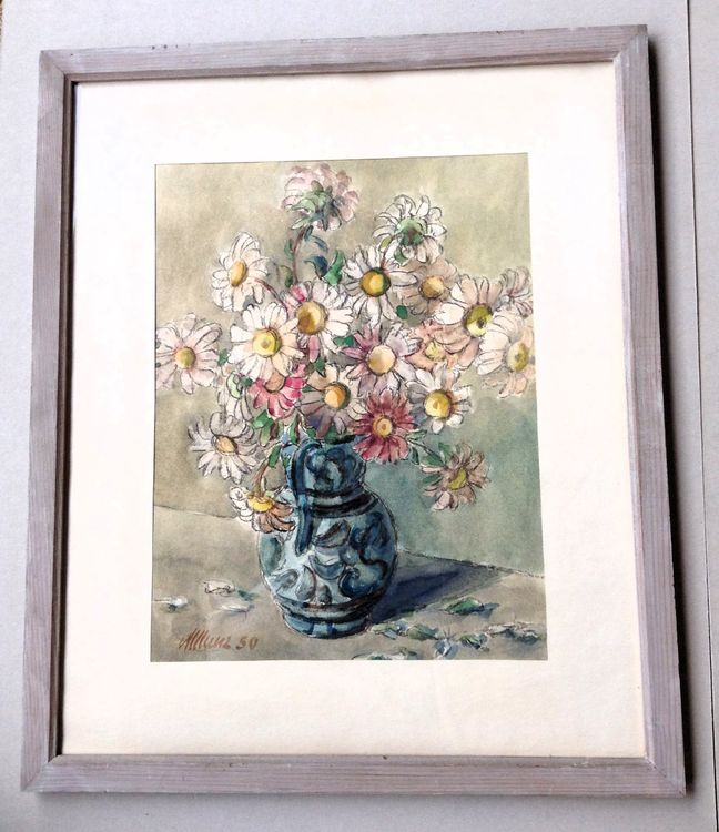 Aquarell eines Blumenstrausses, sign. u. dat. Munz Bruno 50 (Gebraucht) in Alpnach Dorf für CHF ...