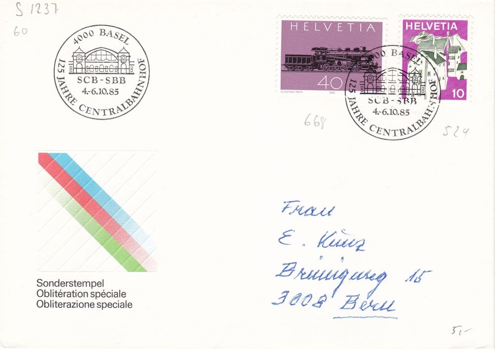 Sonderbrief mit Sonderstempel125 Jahre Centralbahnhof Basel (Gebraucht) in Binningen für CHF 1 ...