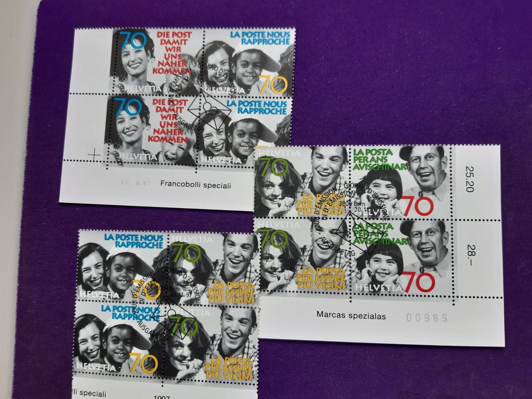 3x4er Blöcke "die Post, damit wir uns näher kommen" 1997 (Neu und ...