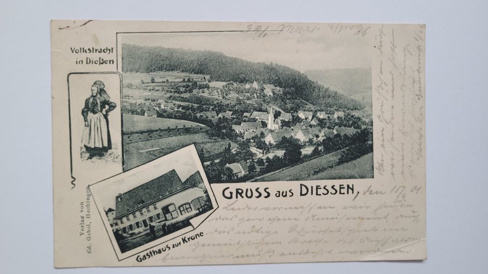 Ansichtskarte Gruss aus Diessen Litho Gasthaus Krone (Gebraucht) in ...
