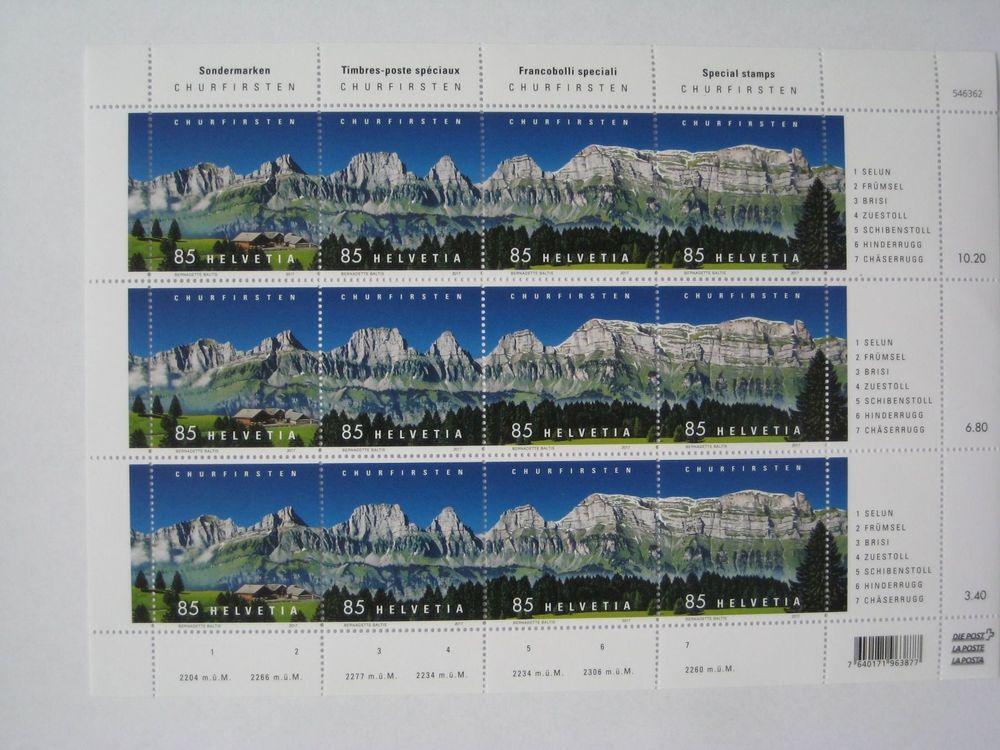 ** Sondermarken CHURFIRSTEN 2017, Bogen | Kaufen auf Ricardo