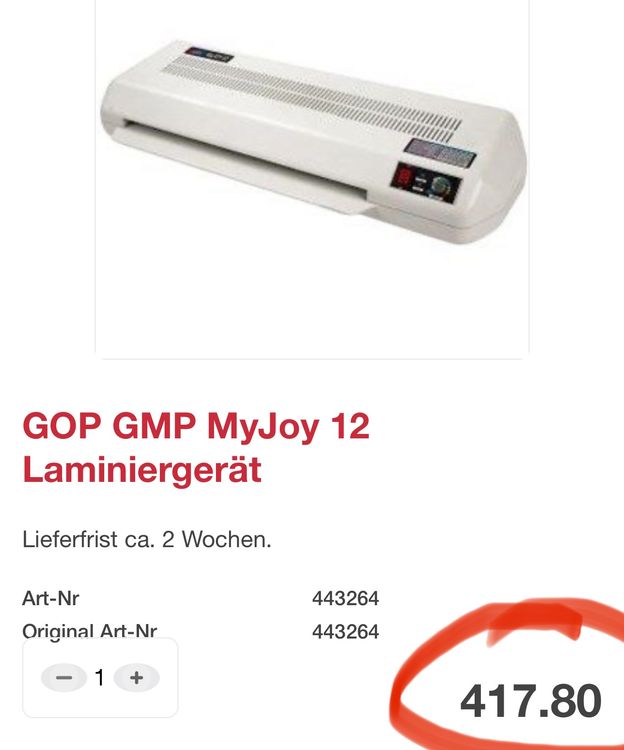 neuer GMP MyJoy-9 Laminiergerät, A4 (Neu und originalverpackt) in ...