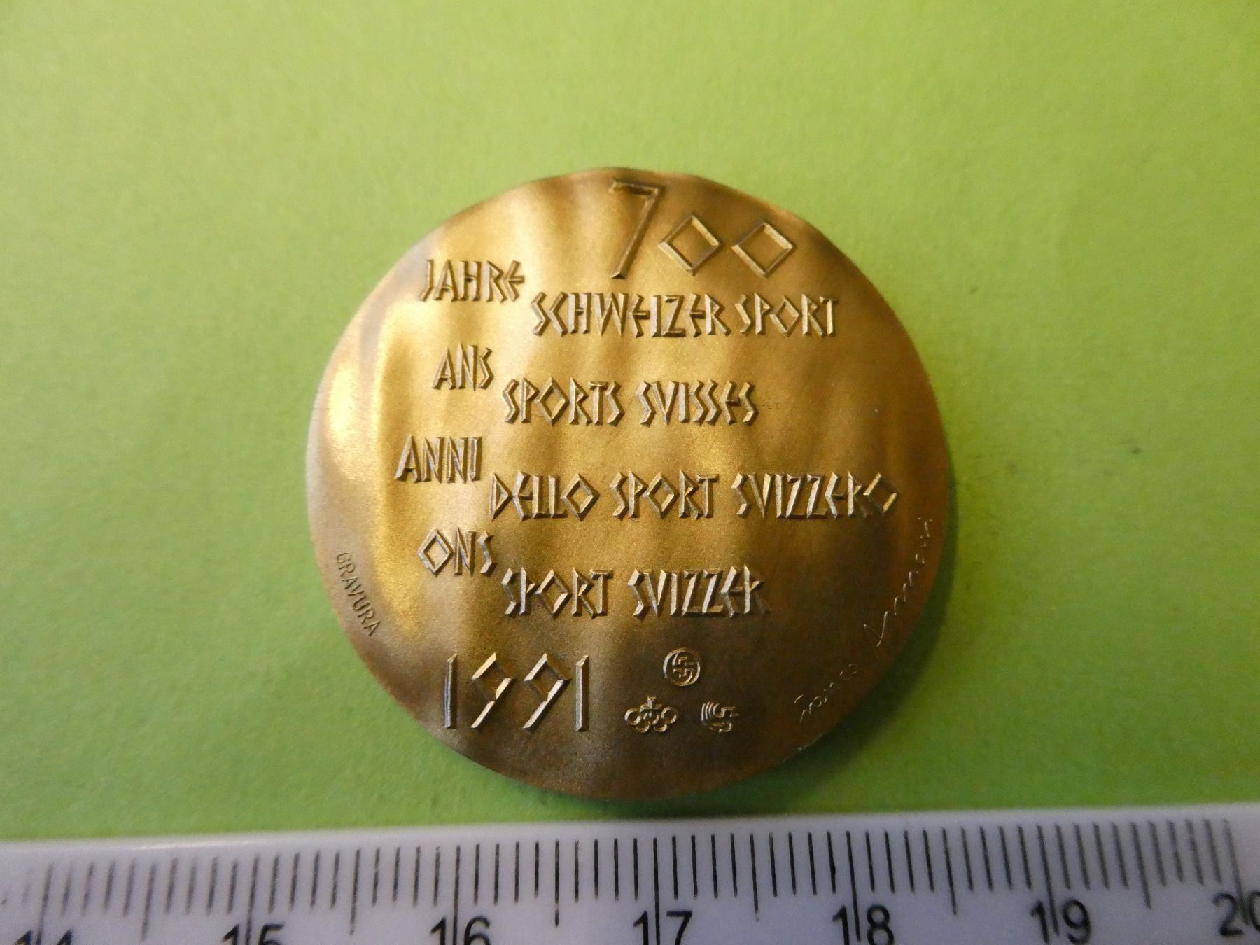 Medaille 700 Jahre Schweizer Sport 1991 Franco Annoni (Neu (gemäss ...