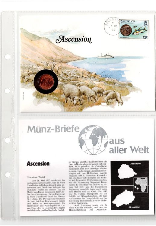 Ascension_1985_Münzbrief mit Beschreibung (Gebraucht) in Hombrechtikon für CHF 1 – mit Lieferung ...