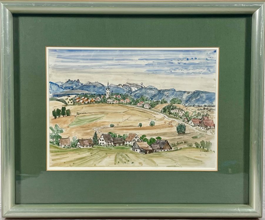 Sehr schöne Dorf Landschaft Aquarell unleserlich Signiert (Gebraucht) in Root für CHF 10 – mit ...