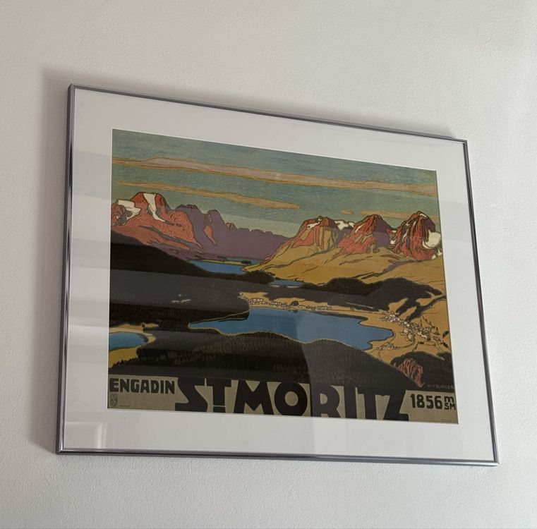 Engadin Poster von 1911 (Druck) Seenlandschaft St. Moritz (Neu (gemäss ...