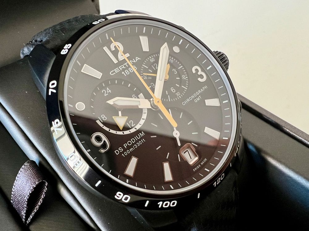 CERTINA DS Podium Big Size Chrono GMT Quartz -42mm -BlackPVD (Neu ...