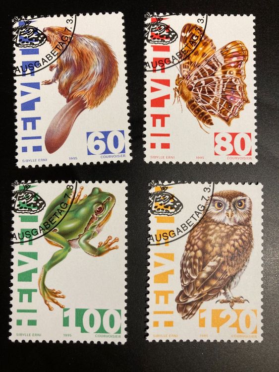 Schweiz 1995 Satz 1.Tagsstempel bedrohte Tiere Biber Frosch (Neu (gemäss Beschreibung)) in ...