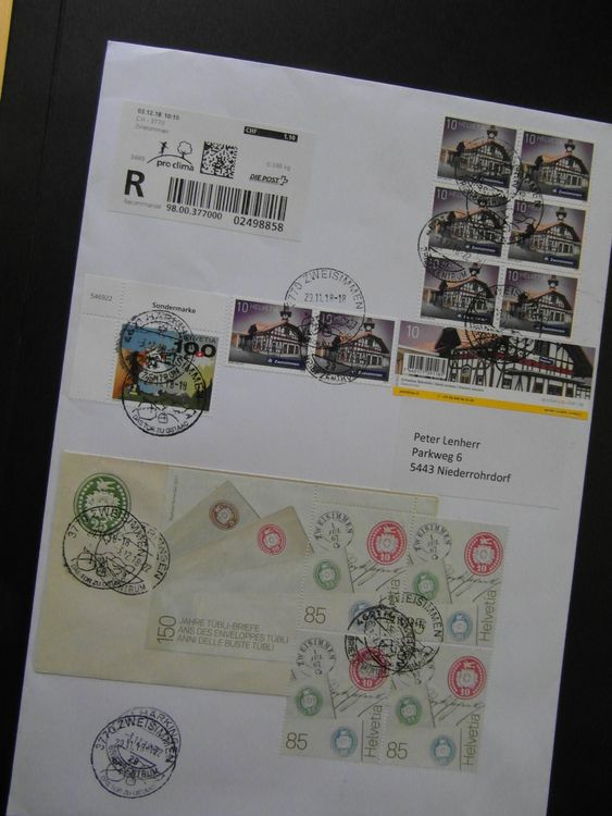 Zweisimmen Bahnhof + 4er Sonderblock Tübli Briefe UNIKAT mit (Gebraucht) in Niederrohrdorf für ...