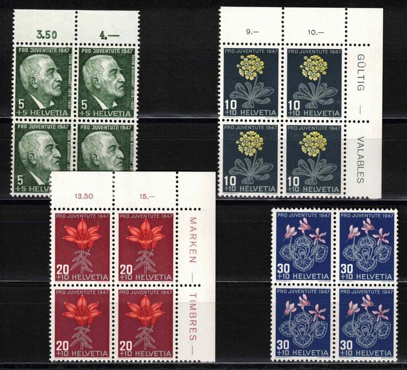 Pro Juventute 1947 Serie im 4er-Block ** | Kaufen auf Ricardo