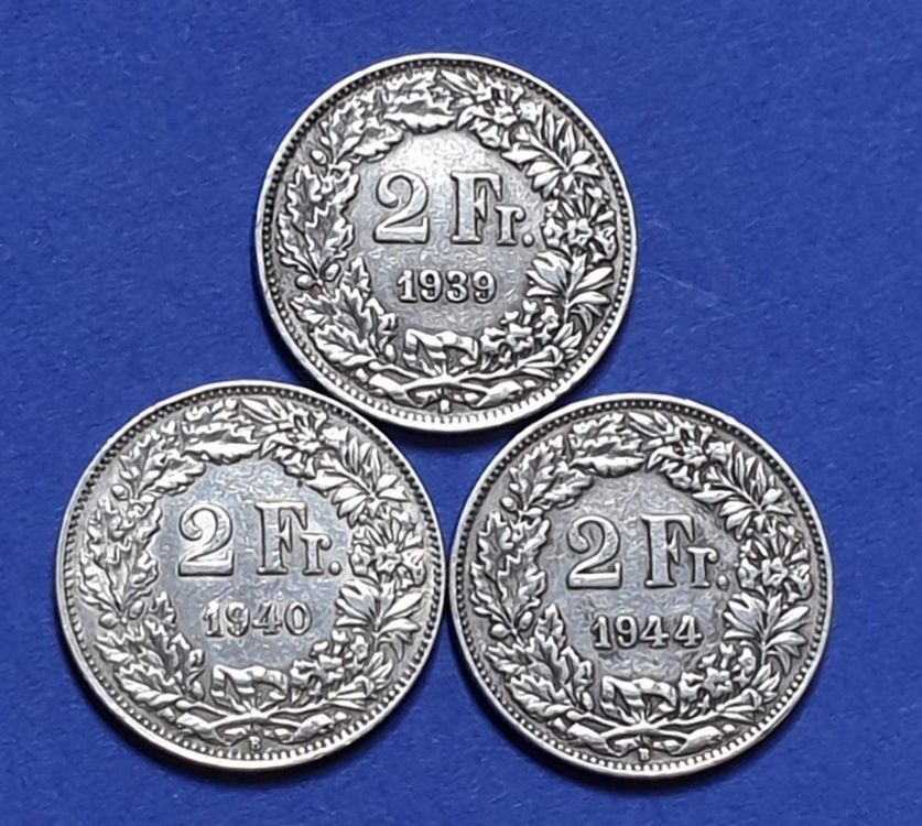 2 Franken 1939,1940,1944 "Silber" (Gebraucht) in Uttigen für CHF 14 – mit Lieferung auf Ricardo ...