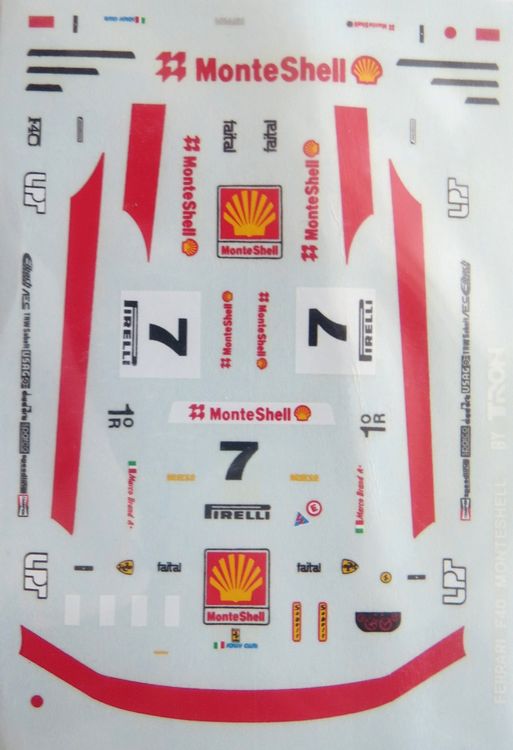 1:43 Decalsatz + Felgen für Ferrari F40 Monte Shell (Neu und ...