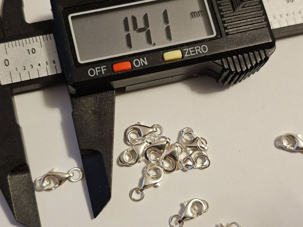 10x 9mm 14mm Silber 925 Karabiner mit 2 Öse basteln Kette | Kaufen auf Ricardo