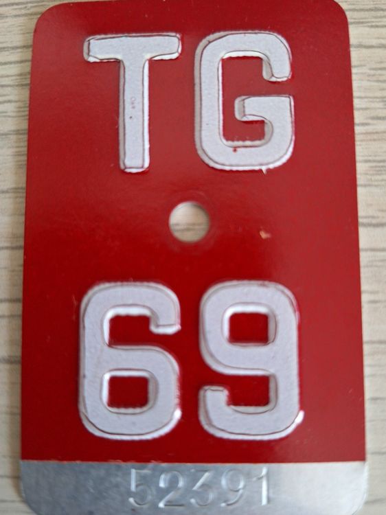 Velo-Nummernschild - TG-69 (Gebraucht) in Bütschwil für CHF 4 – mit ...