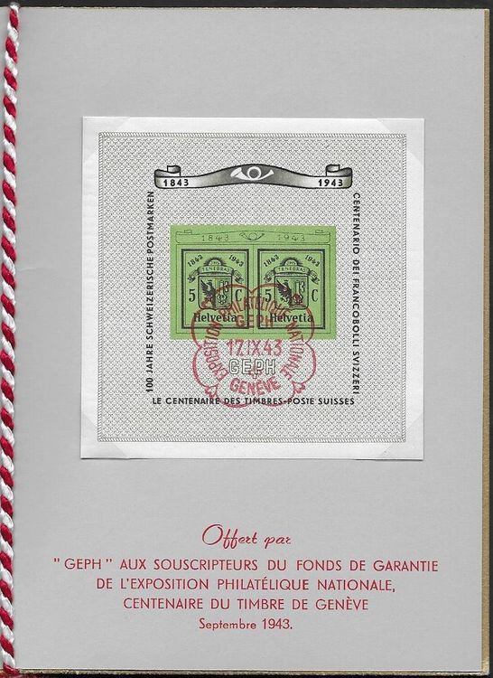 1943 Folder GEPH Genfer Block W18 ET-Sonder-o selten ab 1.- (Gebraucht) in Zürich für CHF 34 ...