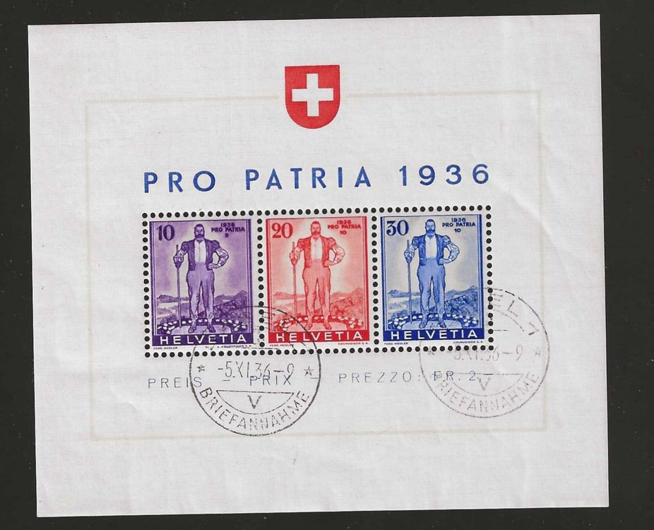 1936 : Pro Patria Sonderblock W8 : KP 300.-- | Kaufen auf Ricardo