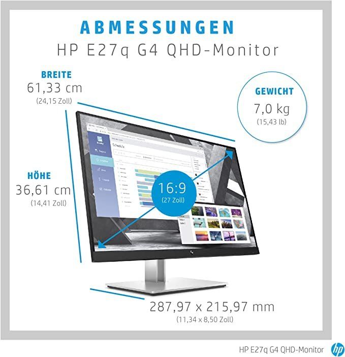 Neu! HP E27q G4 QHD-Monitor - 27" , 2560x144, HP Eye Ease | Kaufen auf ...