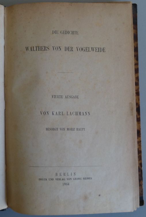 Die Gedichte Walthers von der Vogelweide, Karl Lachmann | Kaufen auf ...