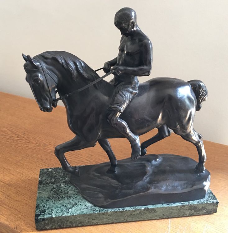 Bronzefigur Reitender Knabe, R. Kaesbach, zwischen 1905-1920 (Gebraucht ...